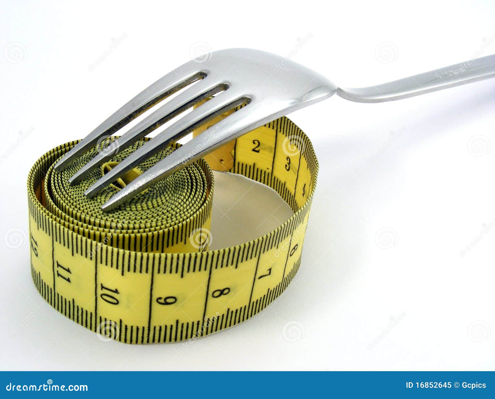 Fork with measuring tape stock image. Image of food, isolated - 16852645