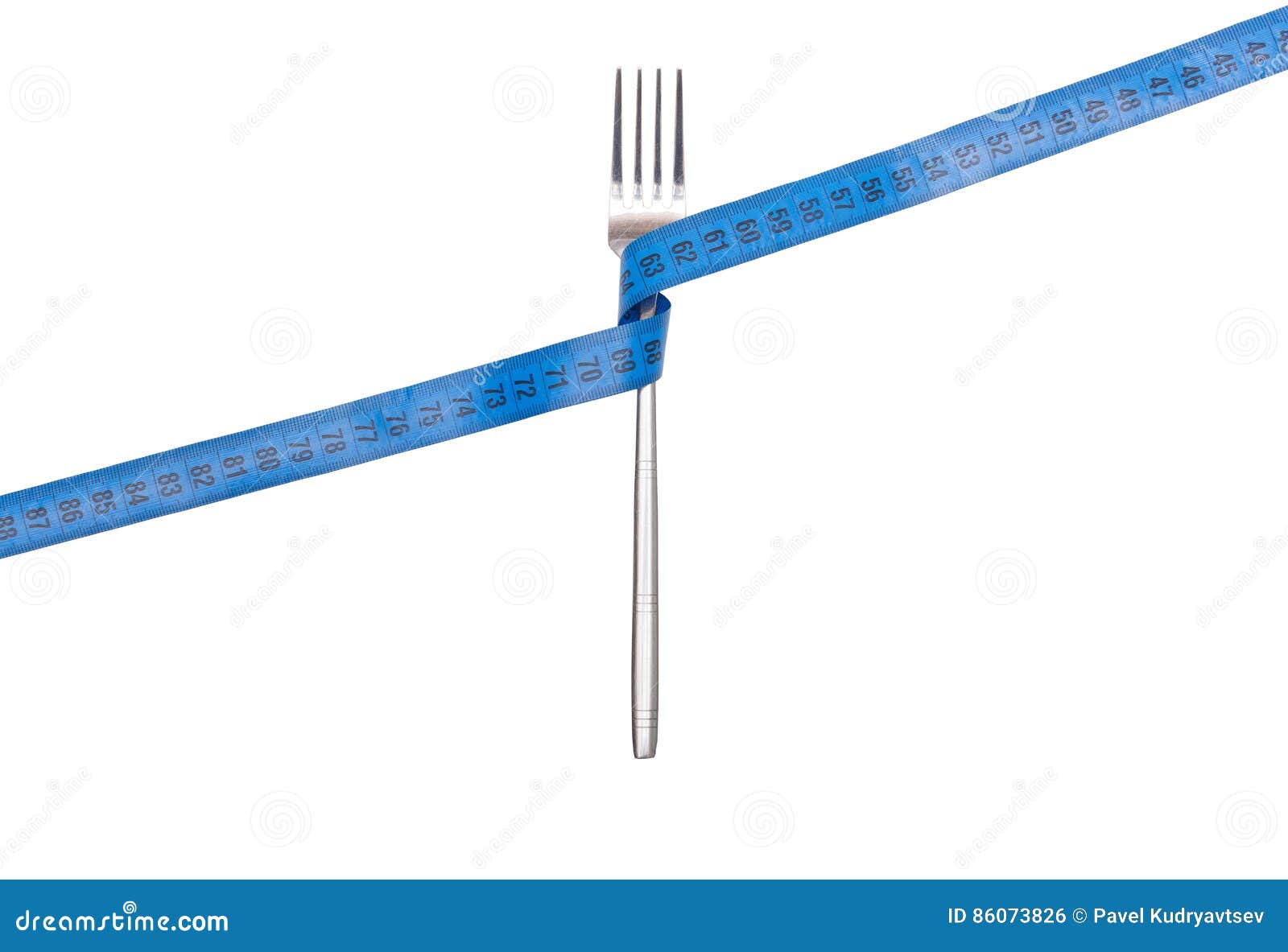 Fork and Measuring Tape Isolated on White Background Stock Photo ...