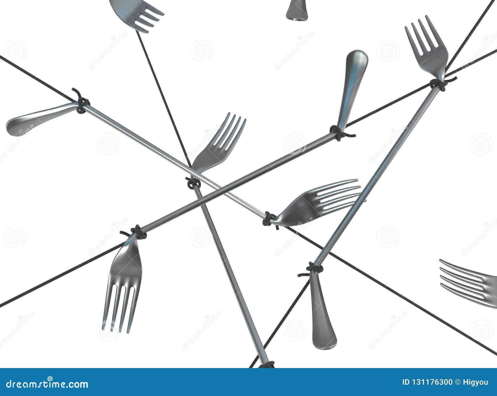 Fork Metal Strings Stretched Stock Illustration - Illustration of white ...