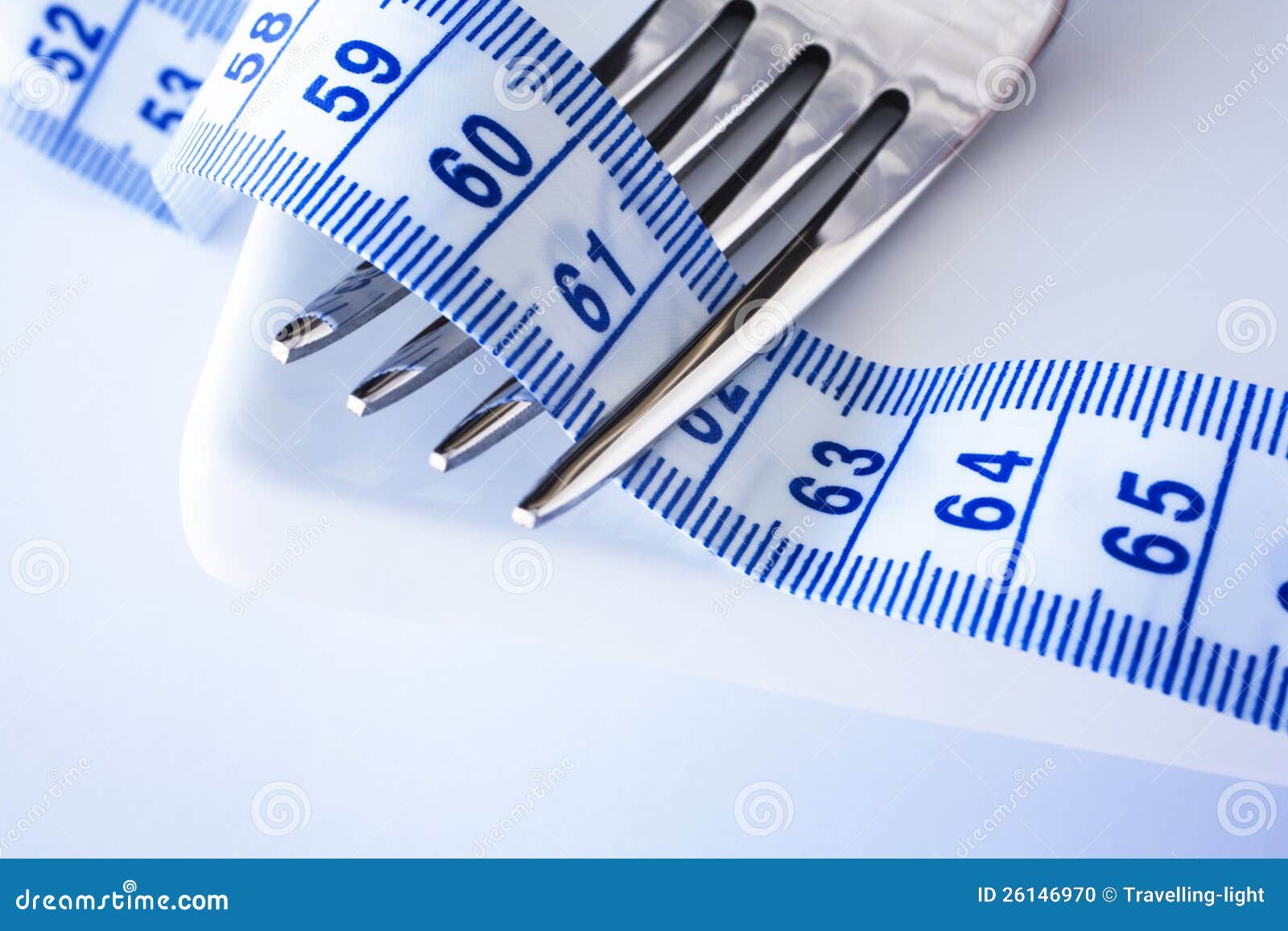 Fork with Metric Tape Measure Entwined Stock Photo - Image of eating ...