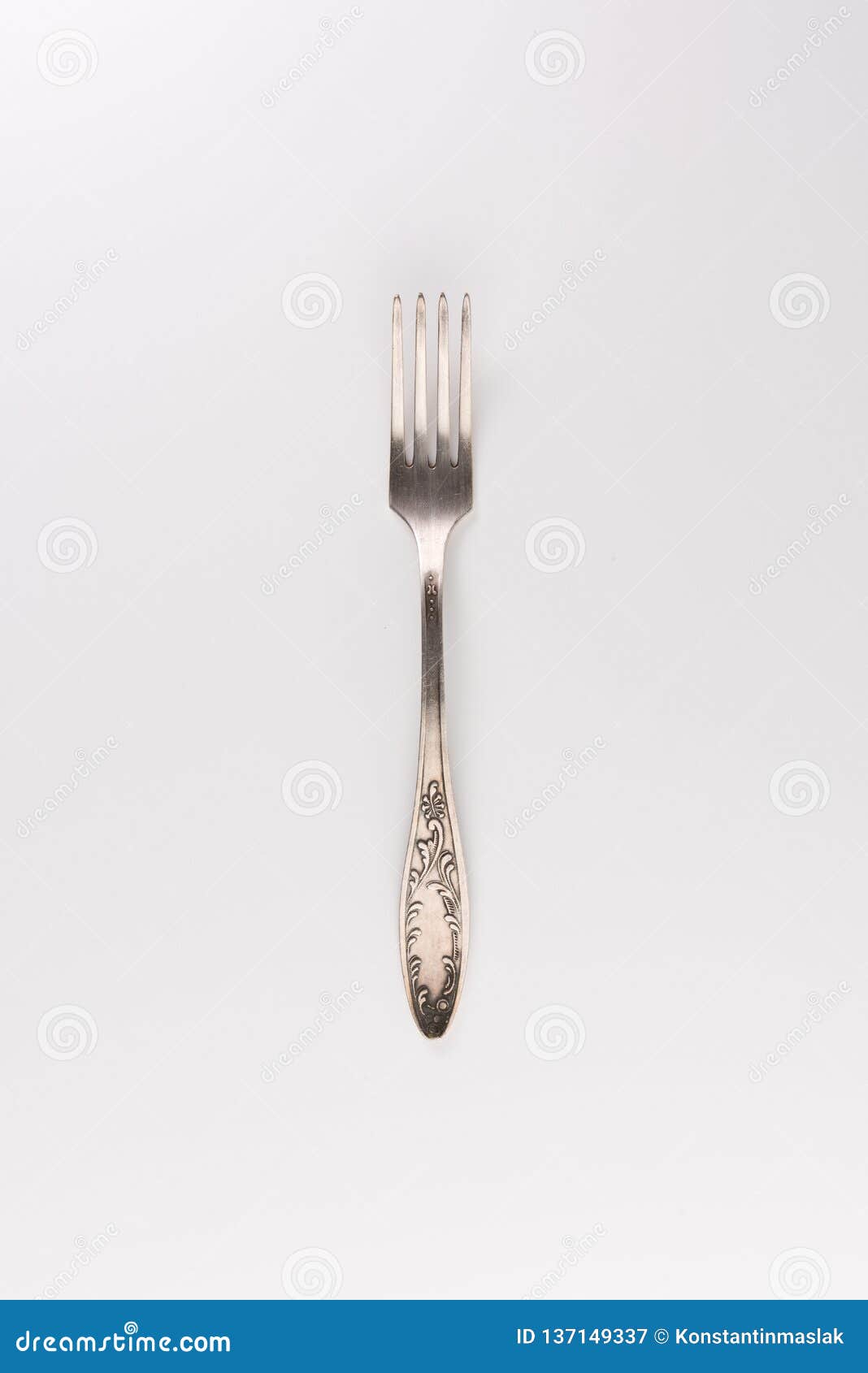 Fork with Ornate Handle on White Stock Image - Image of cooking, eating ...