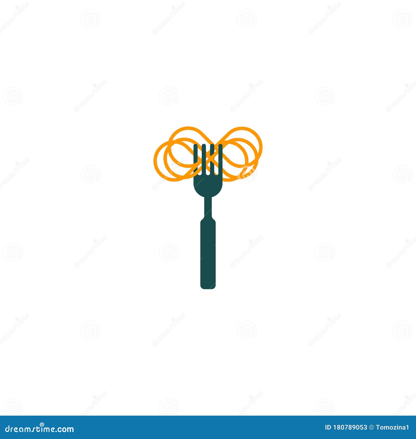 Fork and pasta logo stock vector. Illustration of food - 180789053