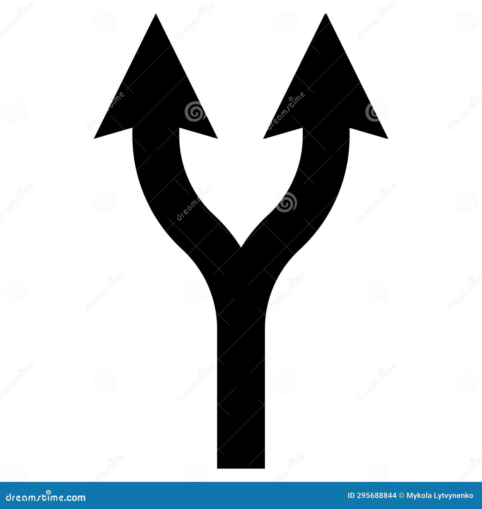 Fork in the Path Icon, Double Arrows Up Bifurcation Arrow Stock ...