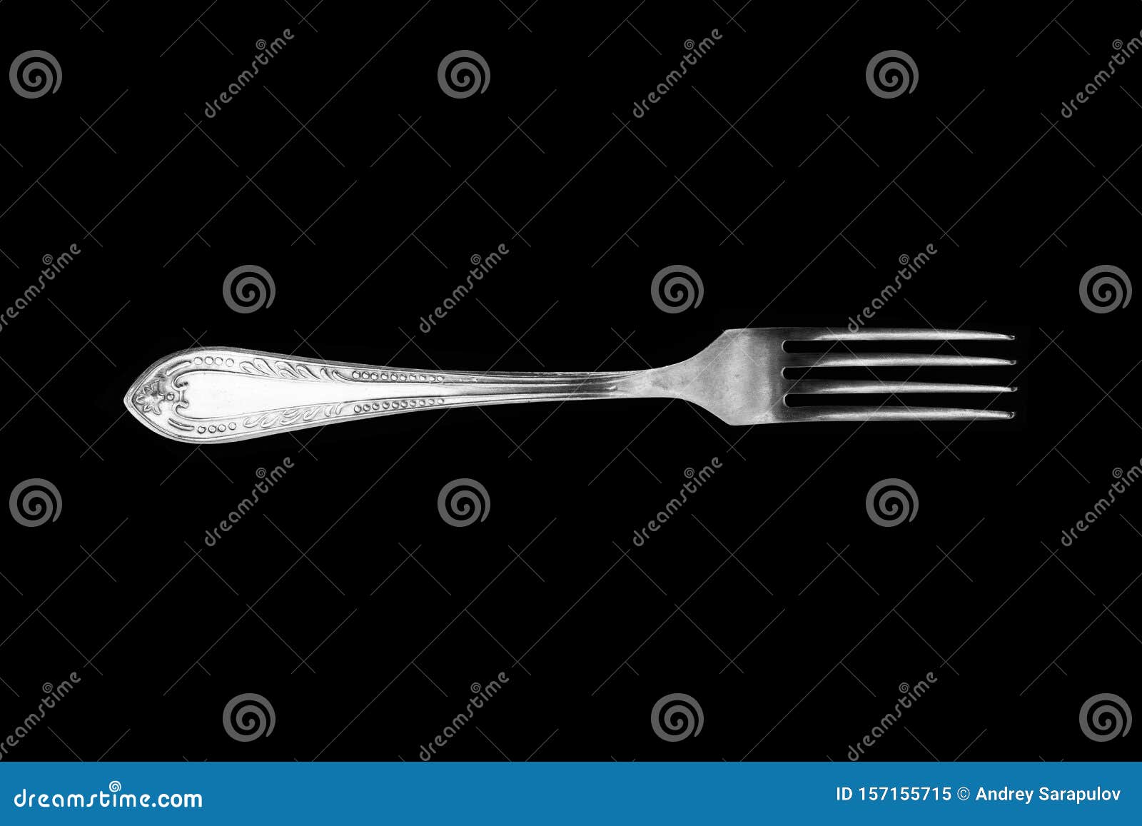 Fork with Patterns on Black Background Stock Image - Image of line ...