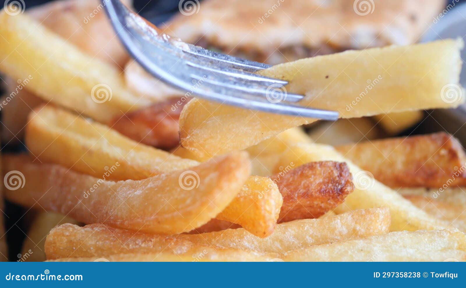 Fork Pick French Fries on Table Stock Footage - Video of chip, crispy: 297358238