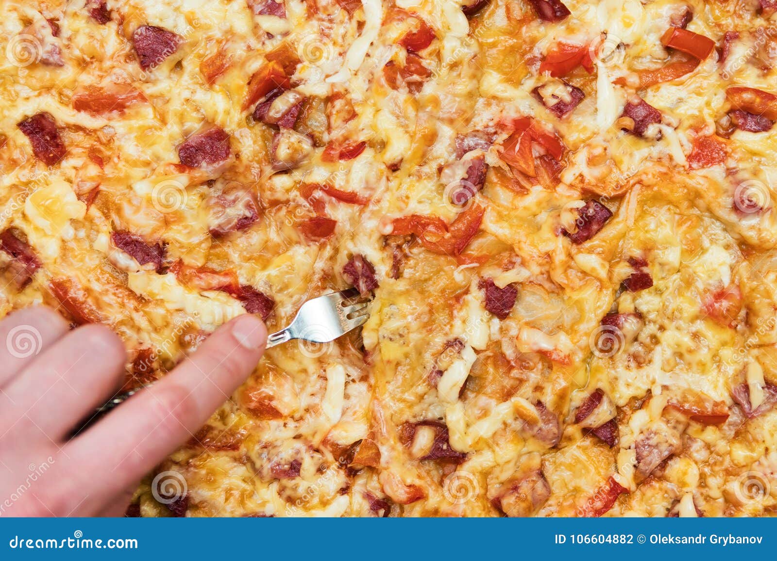 Fork in the pizza stock photo. Image of italian, delicious - 106604882