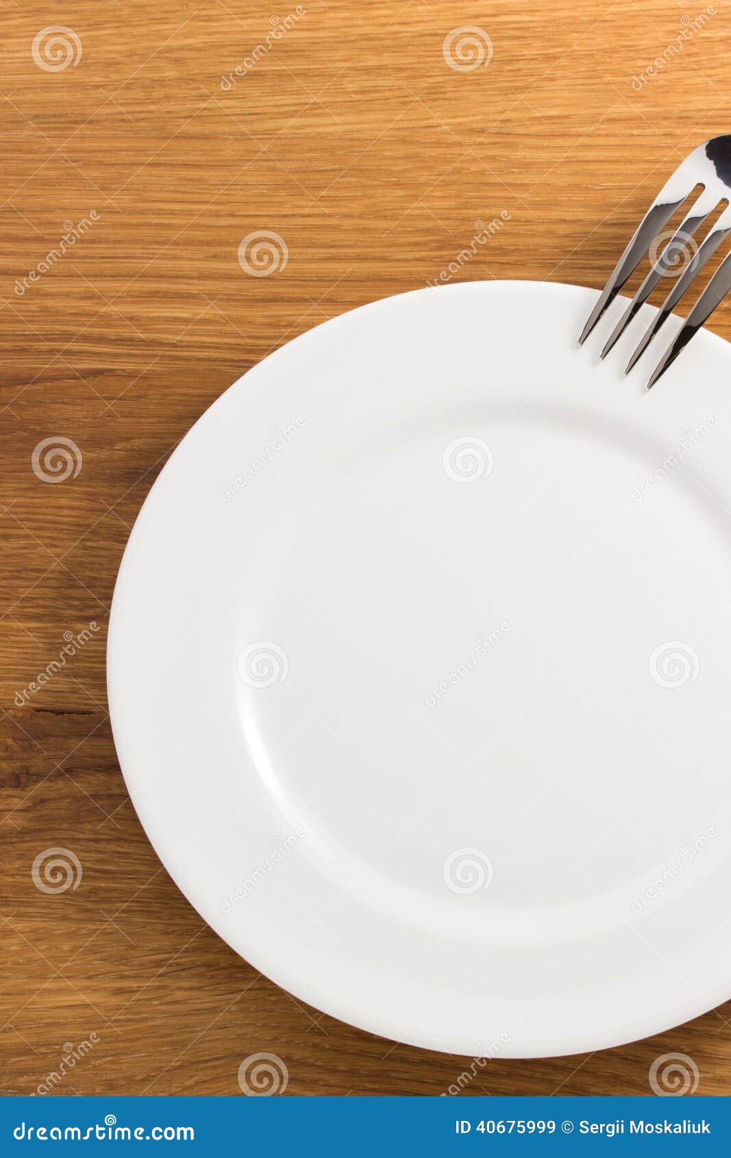 Fork and Plate at Cutting Board Stock Image - Image of background ...