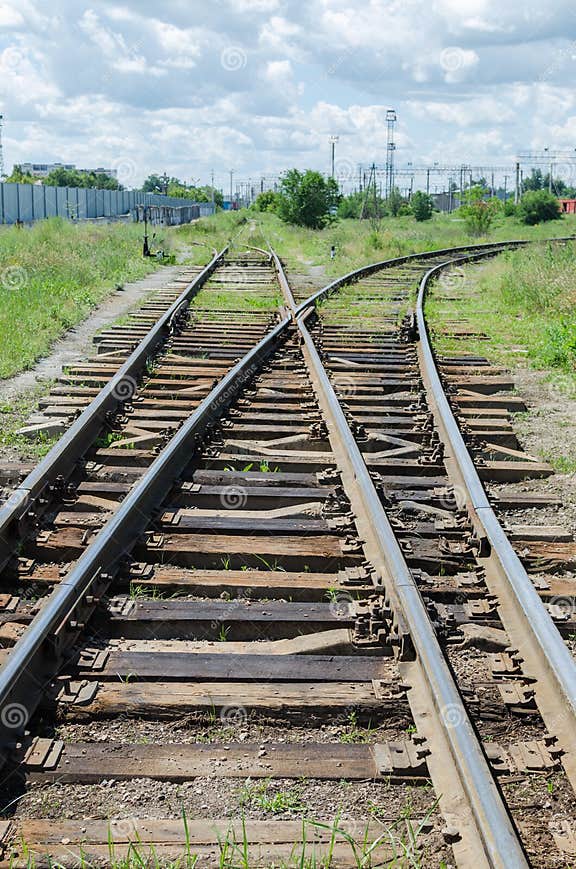 A fork on the railroad stock image. Image of metal, route - 96257863