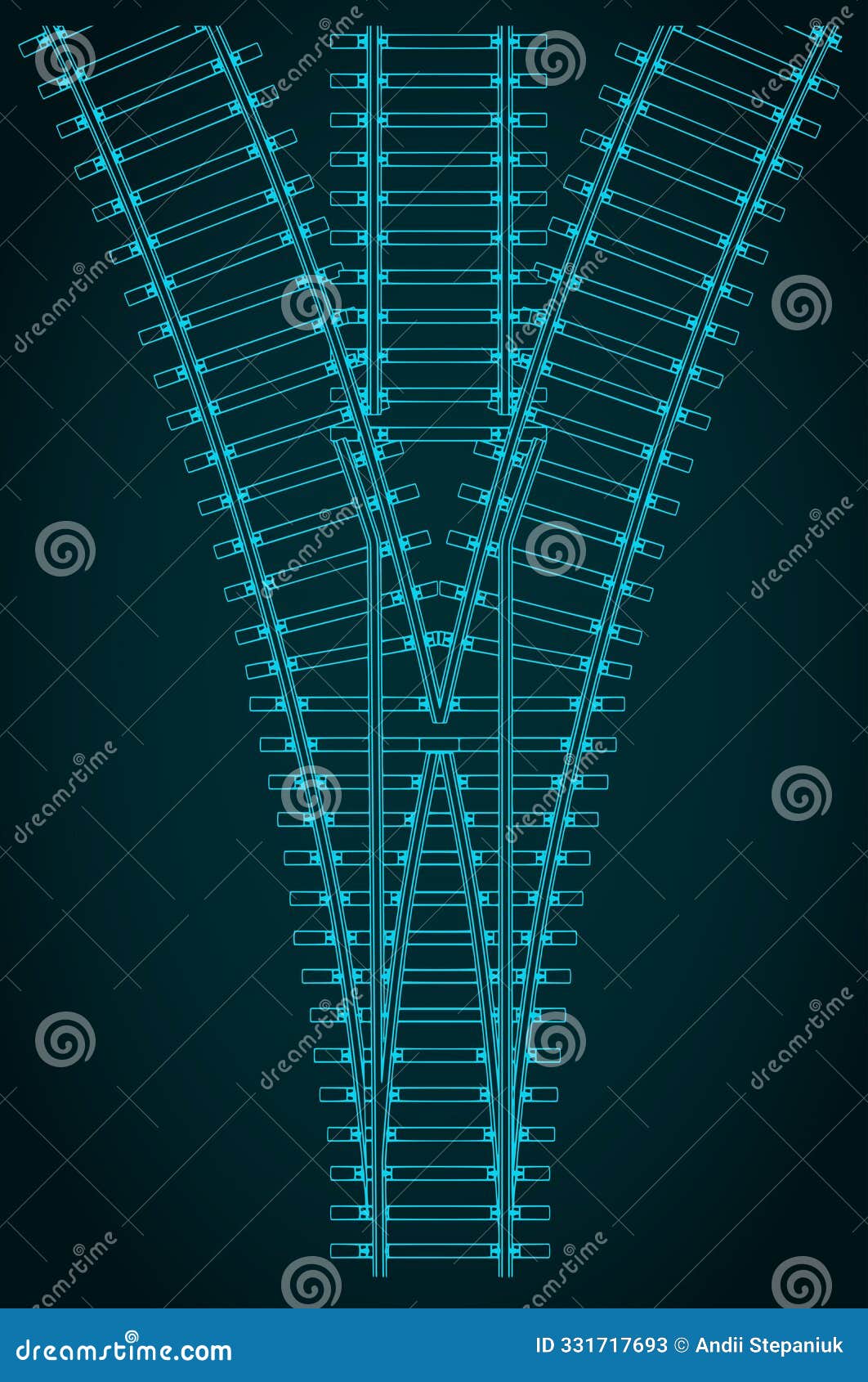 Fork In The Railway Tracks Technical Drawings Cartoon Vector ...