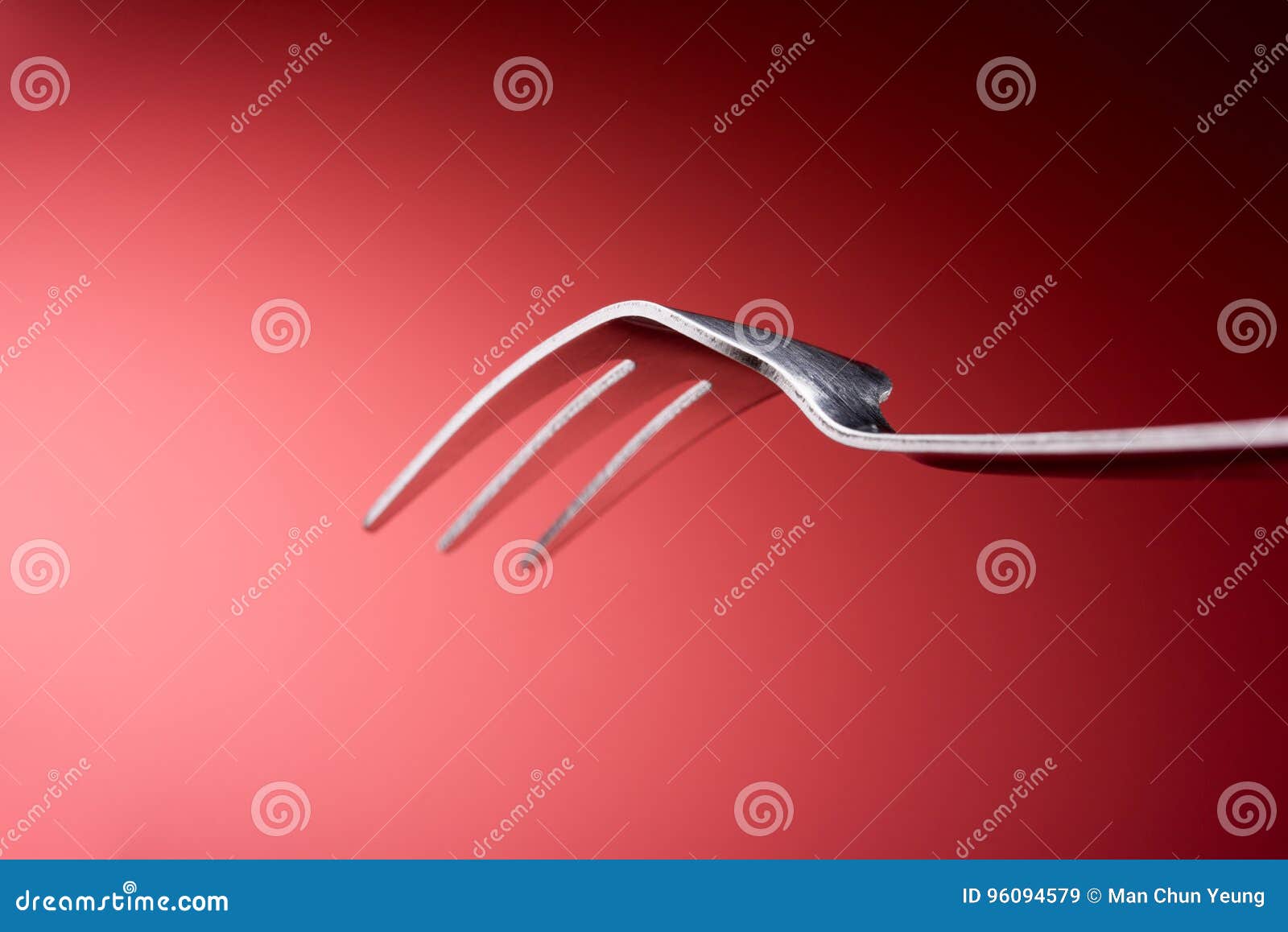 Fork in Red Background in Studio Stock Image - Image of blank, colored ...