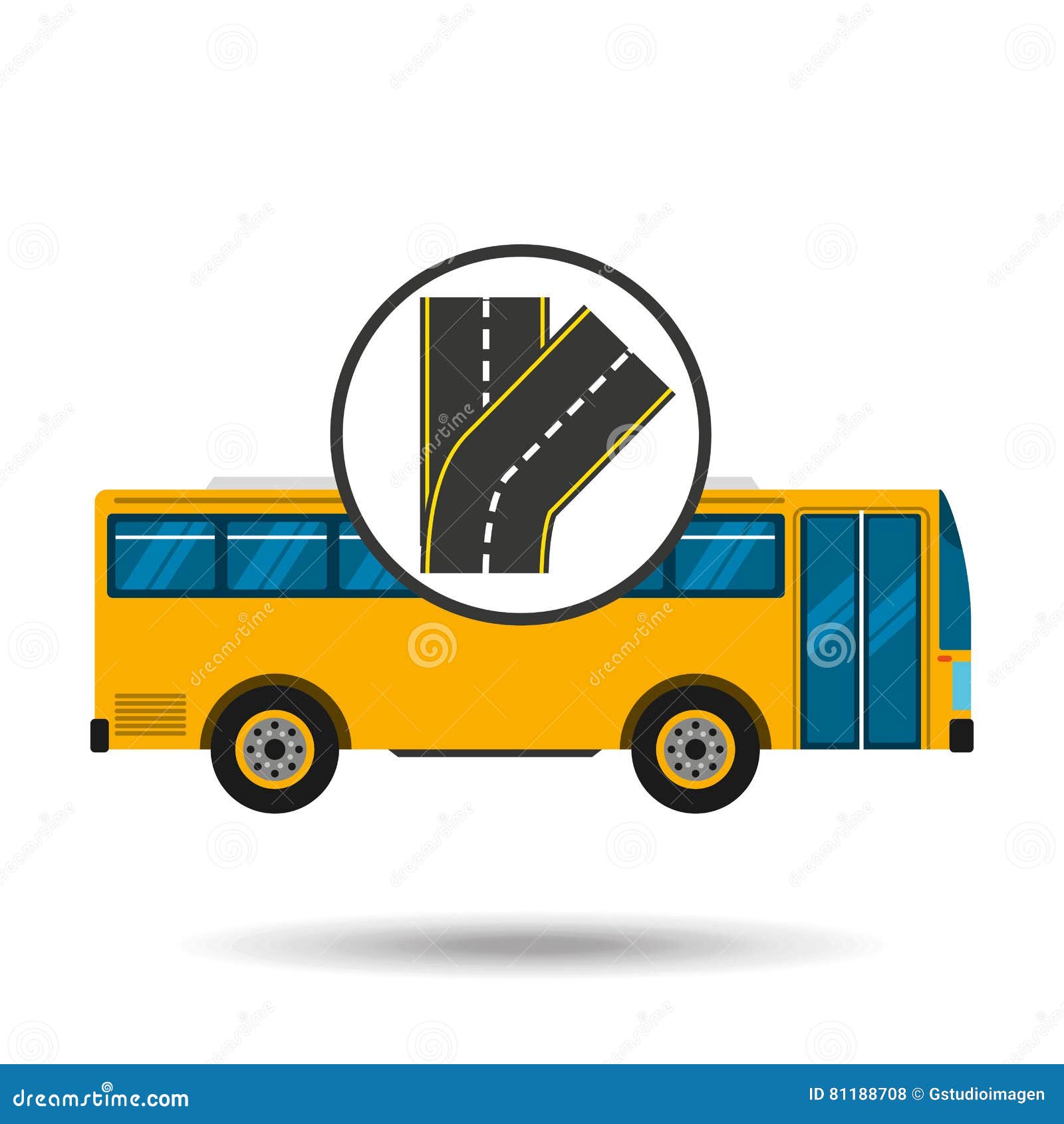 Fork Road Bus Transport Public Stock Vector - Illustration of sign ...