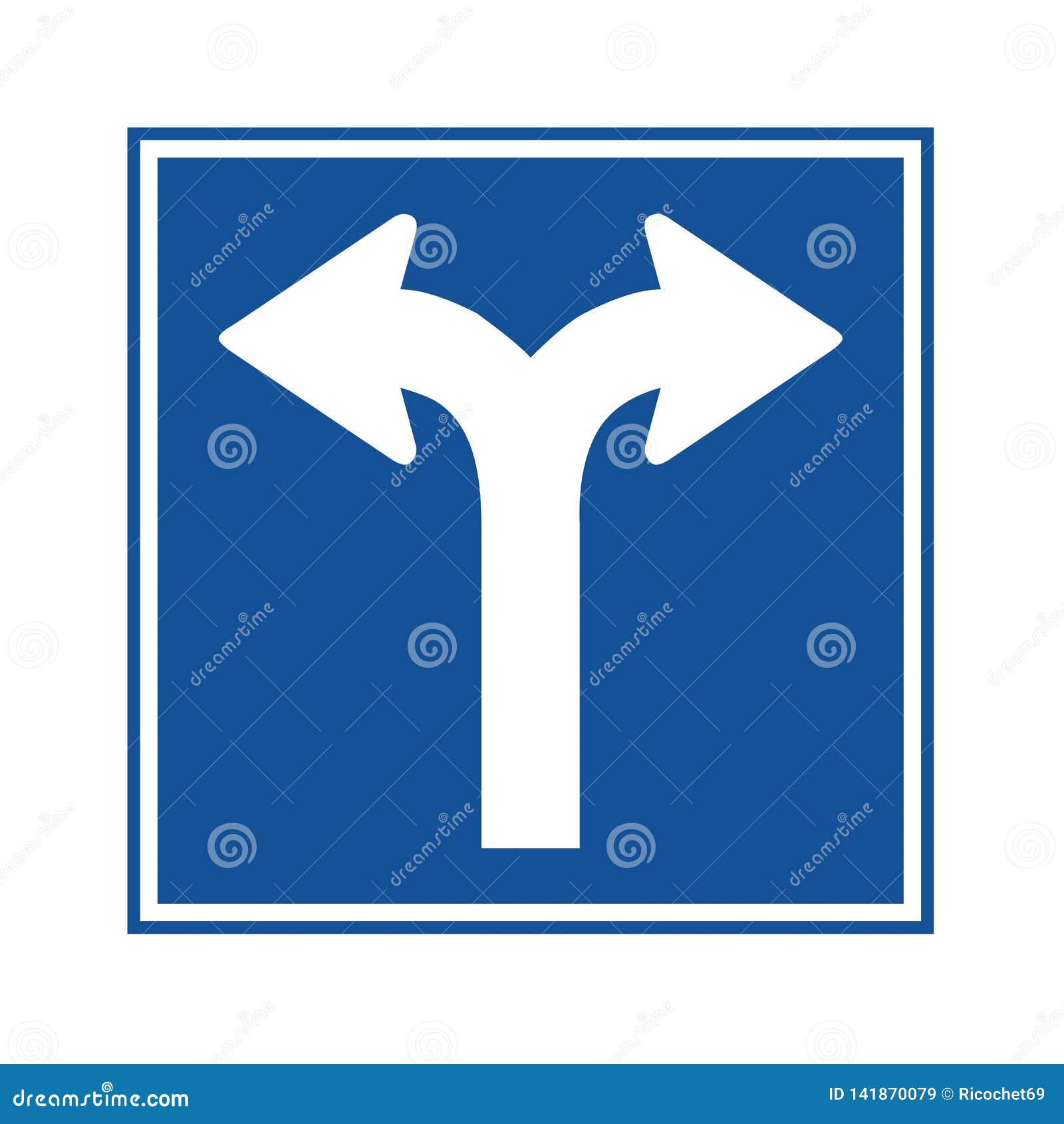 Fork in road traffic sign stock illustration. Illustration of button ...