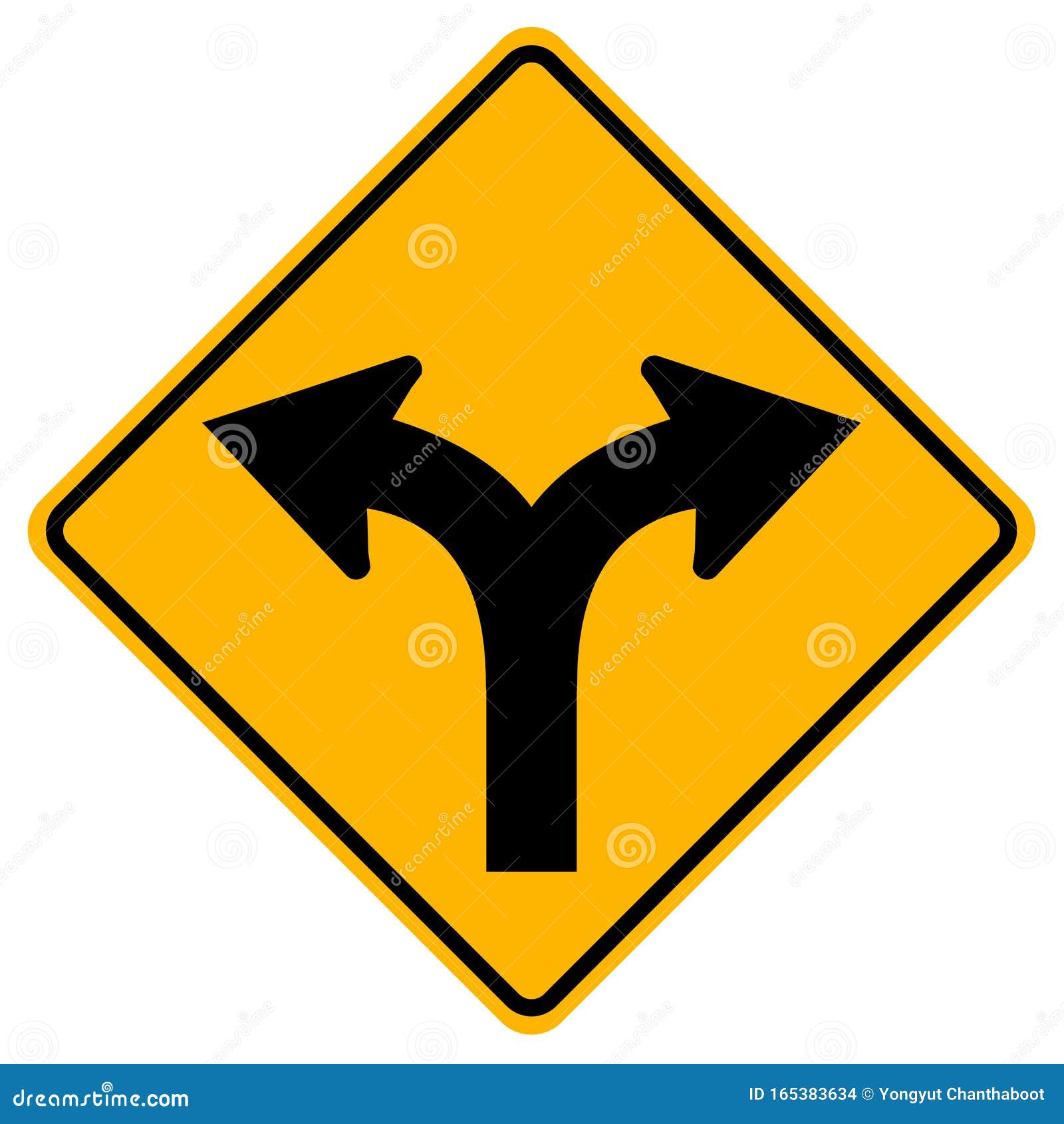 Fork in Road Traffic Sign,Vector Illustration, Isolate on White ...