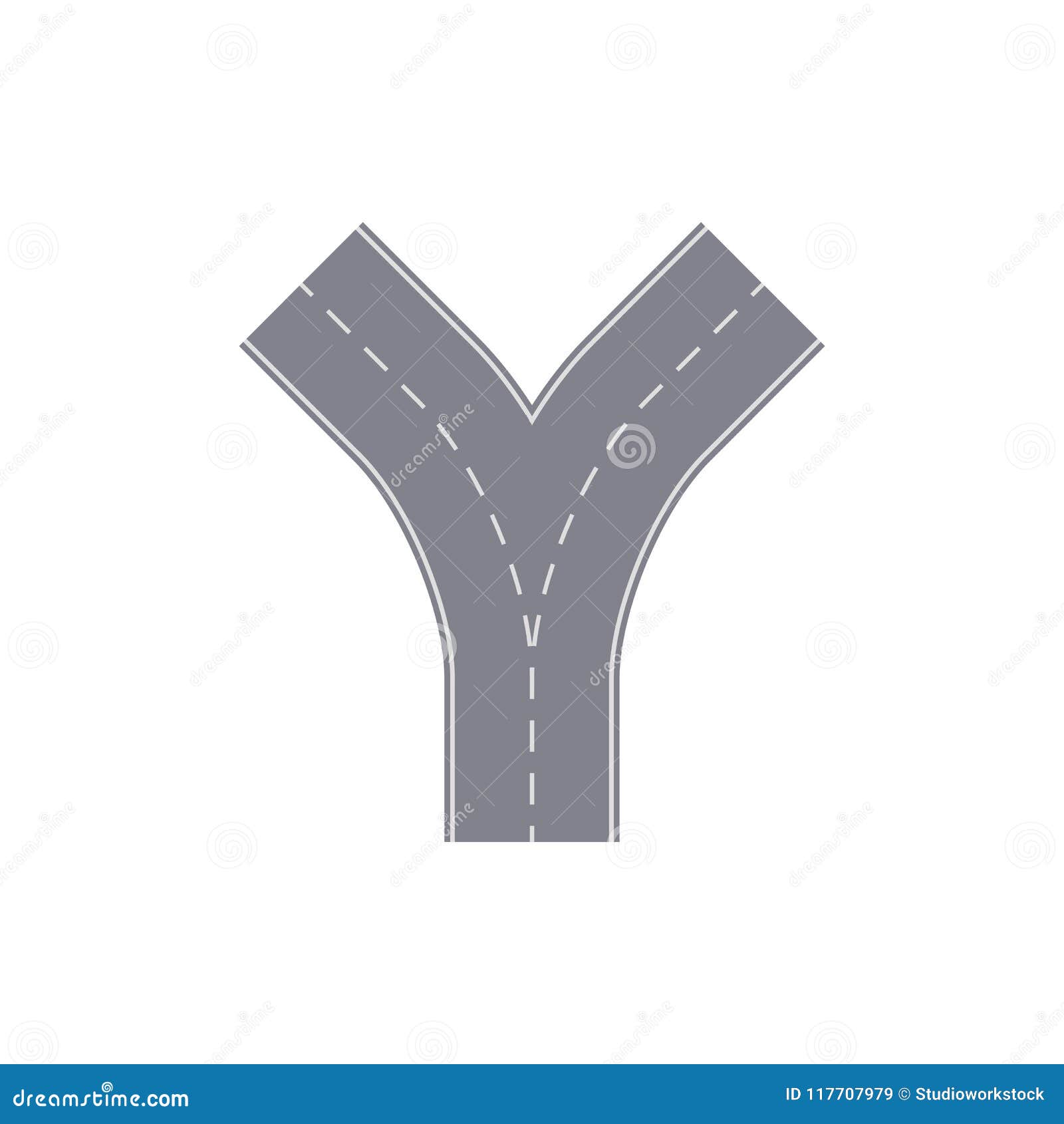 Fork Roads Isolated Street Map Segment. Stock Vector - Illustration of ...