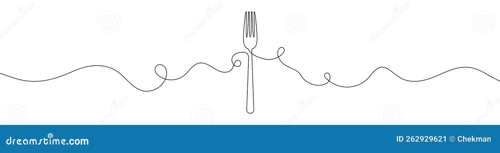 Fork Shape in Continuous Line Drawing Style. Line Art of Fork ...