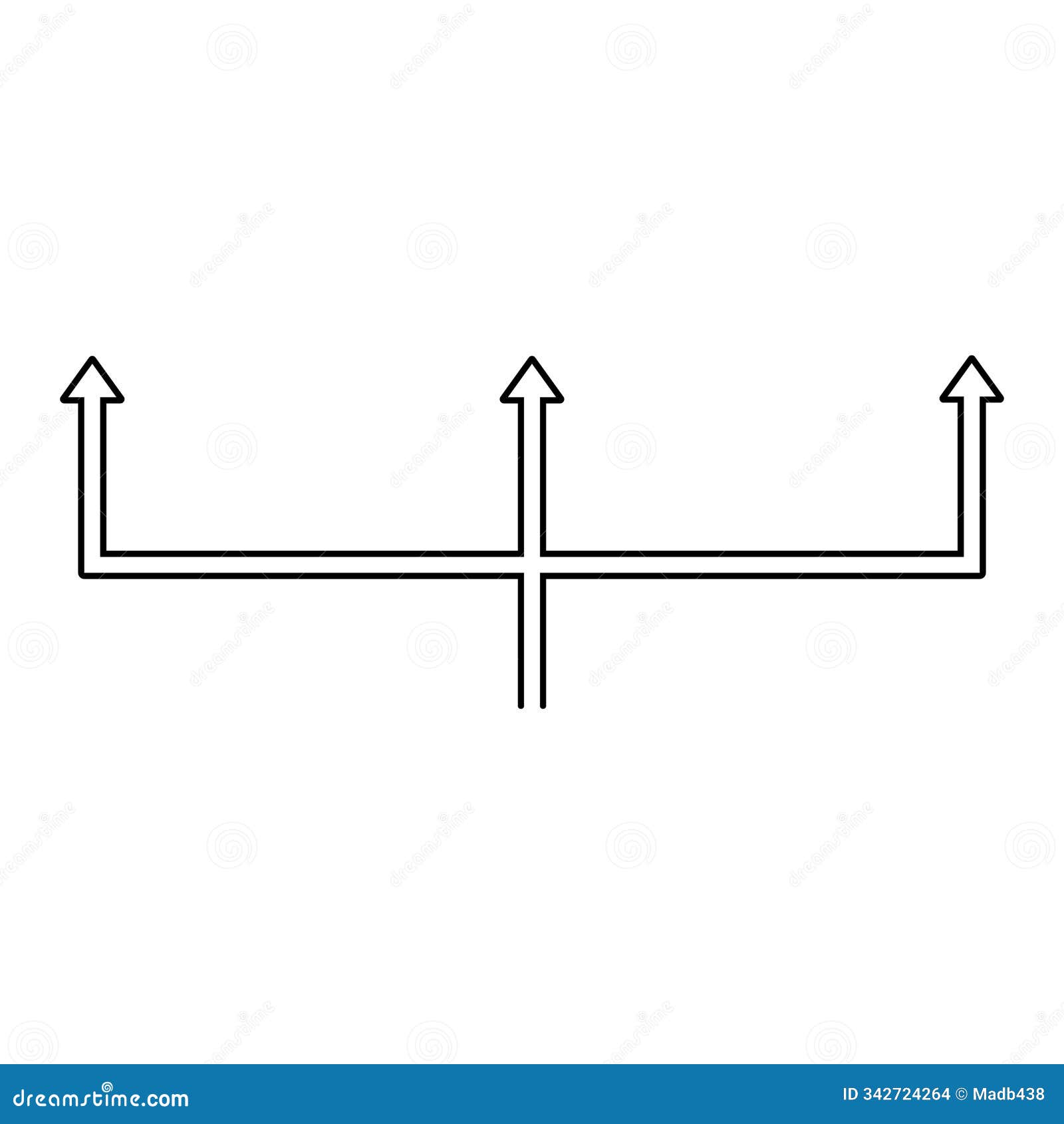 Fork-shaped Arrow in Linear Style. Stock Vector - Illustration of arrow ...