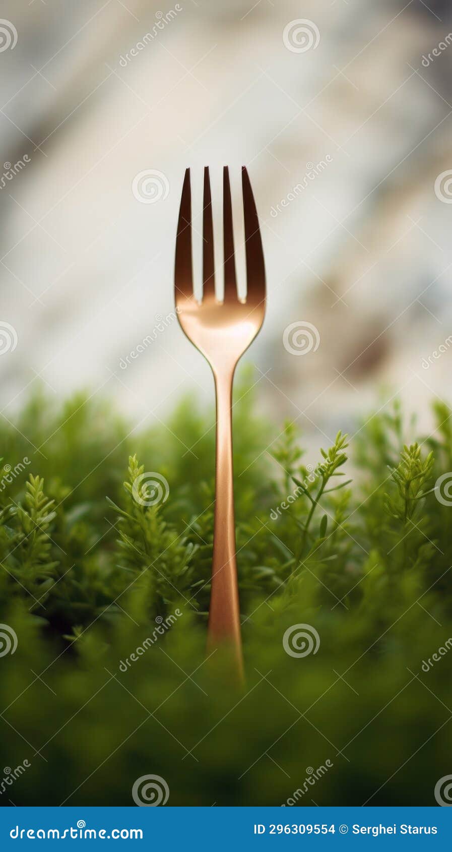 A Fork is Sitting in the Middle of Some Green Plants, AI Stock Photo ...