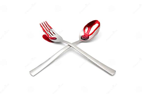 Fork and spoon with blood stock photo. Image of prohibited - 99046722