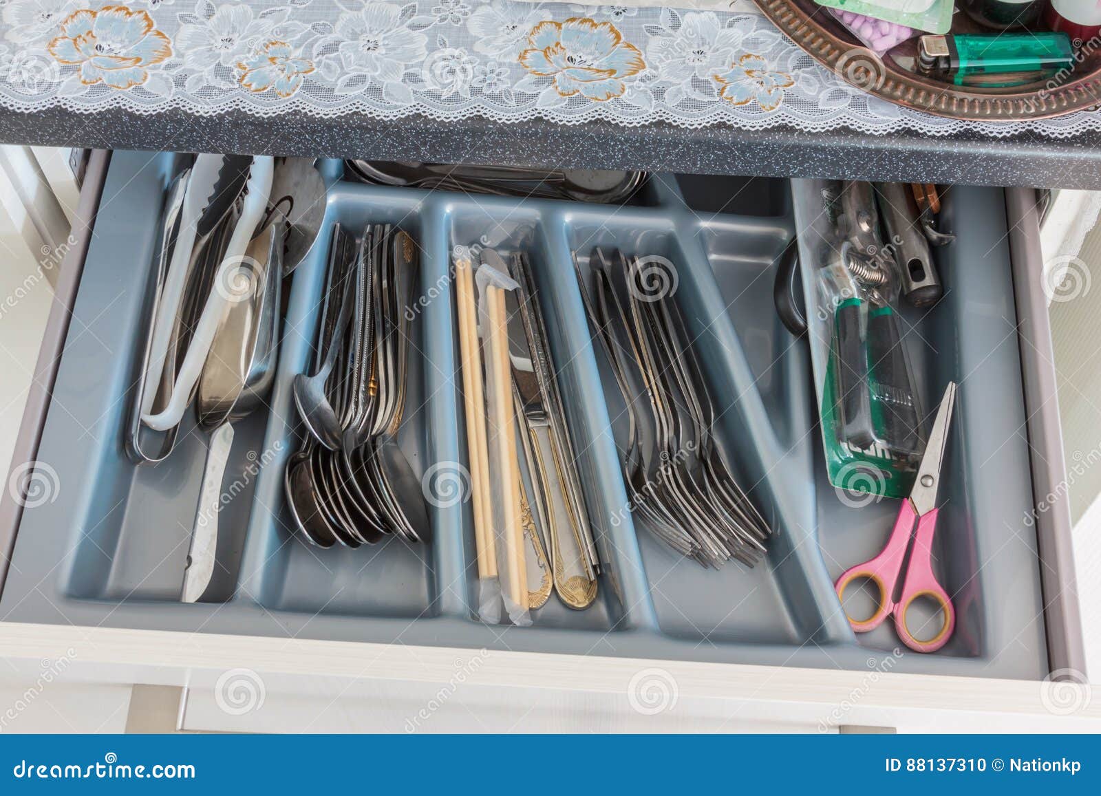 Fork spoon on drawer stock photo. Image of utensil, equipment - 88137310