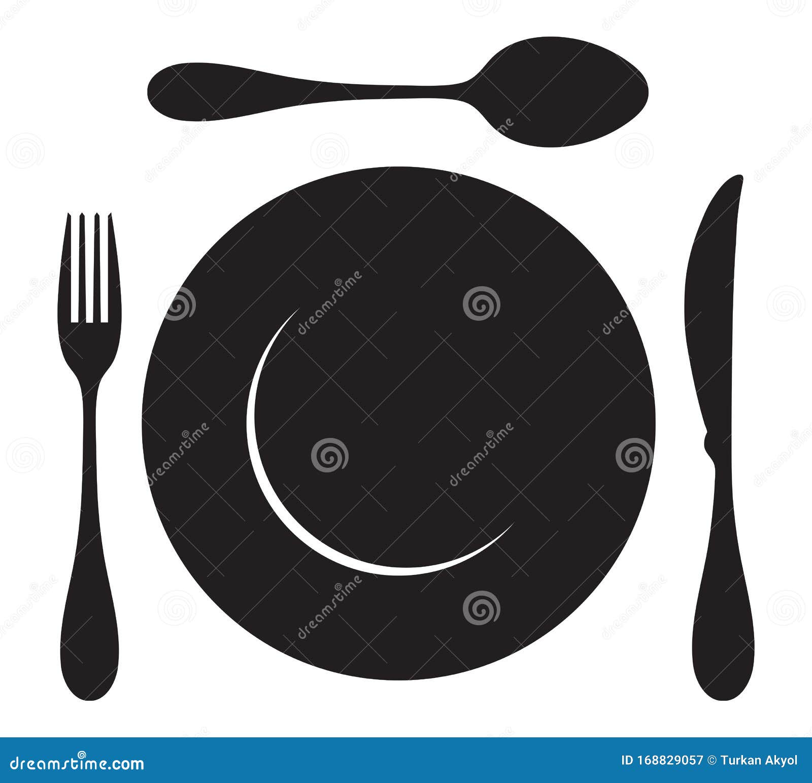 Fork, Spoon, Knife and Dinner Plate Icon Set Stock Vector ...