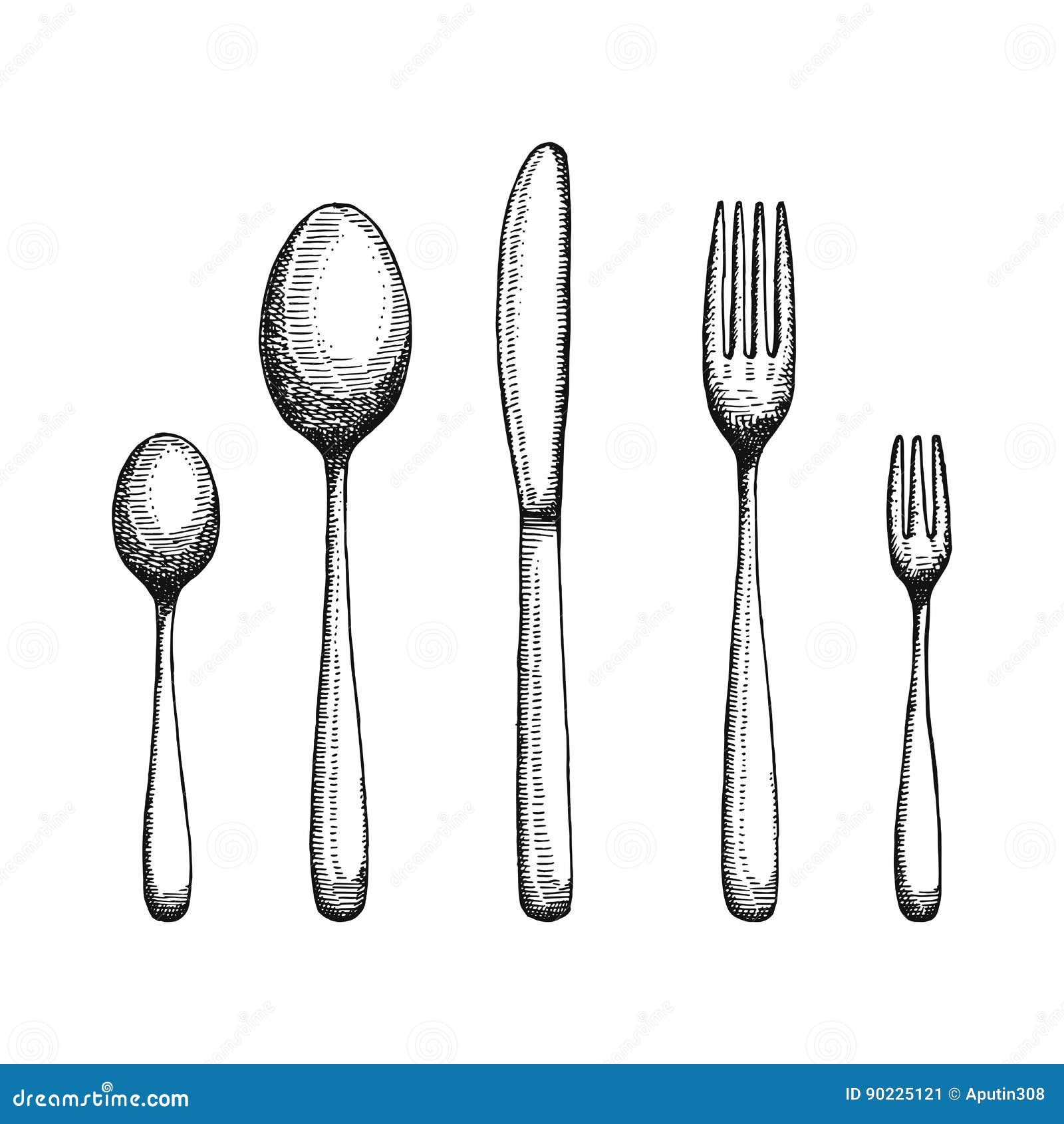 Spoon And Fork Pencil Drawing