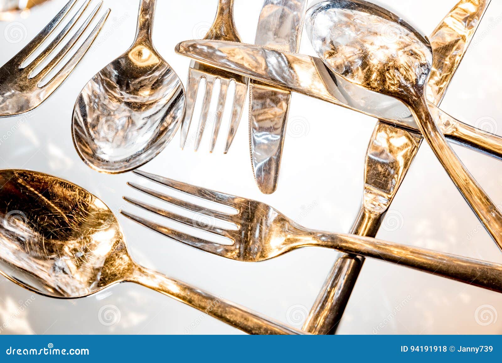 Fork, Spoon and Knife with Reflections Stock Photo - Image of modern ...