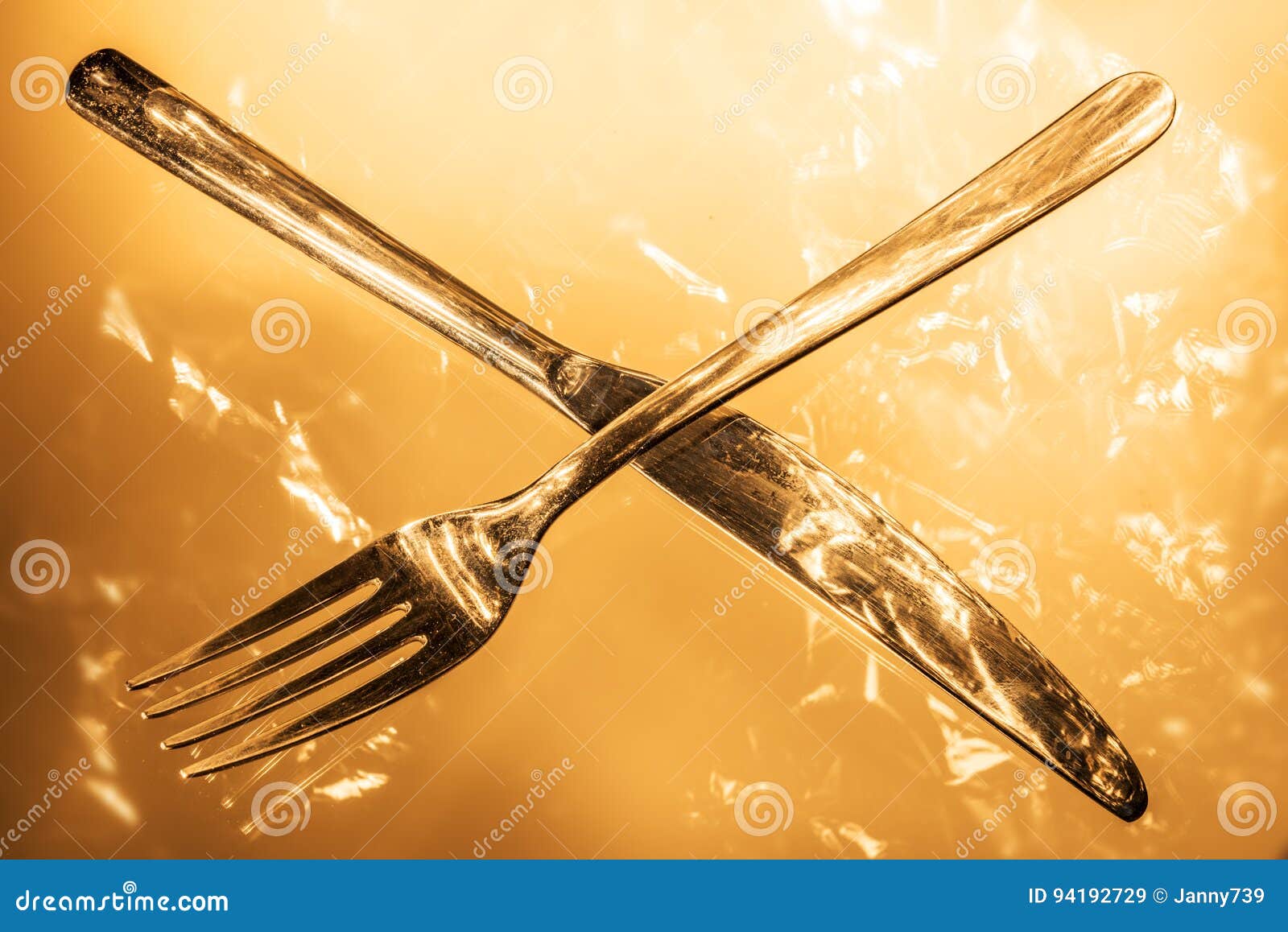 Fork, Spoon and Knife with Reflections Stock Image - Image of glitter ...