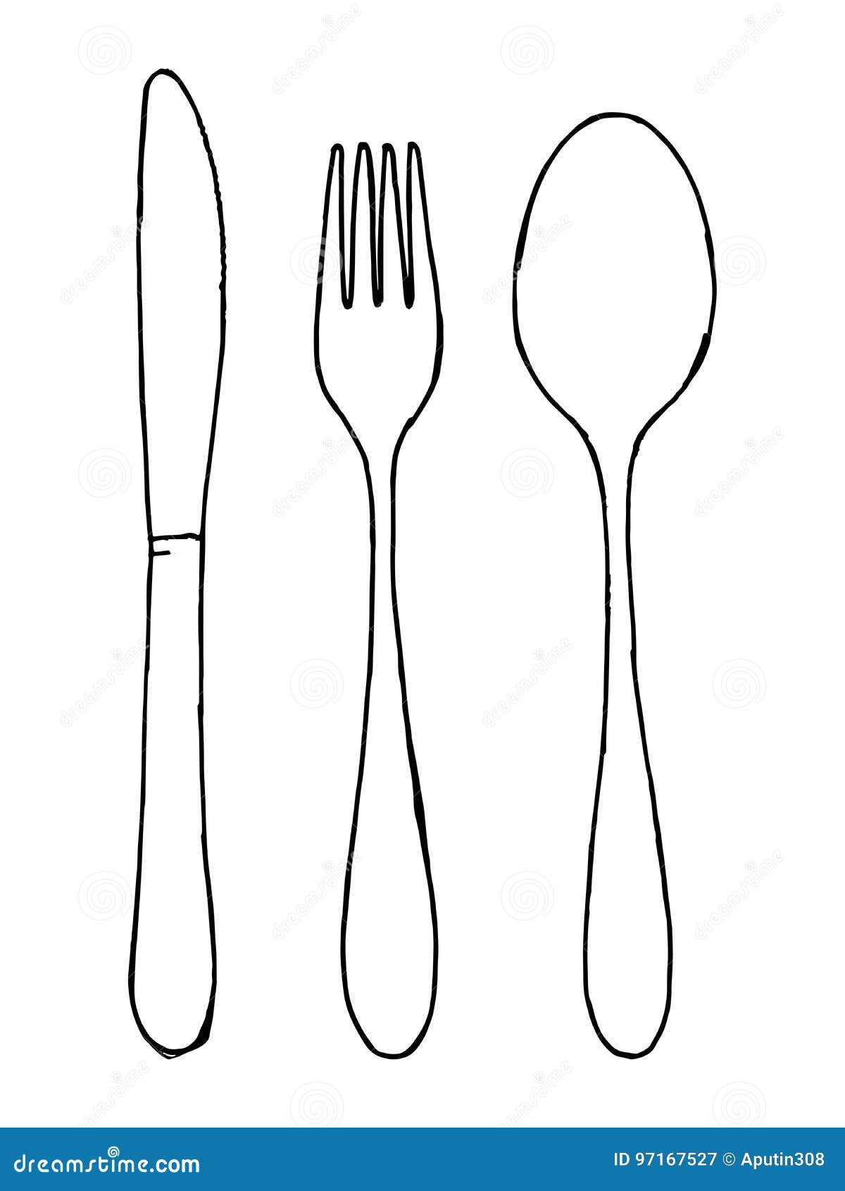 Fork Spoon and Knife Vector Set. Cutlery Hand Drawing Illustration ...