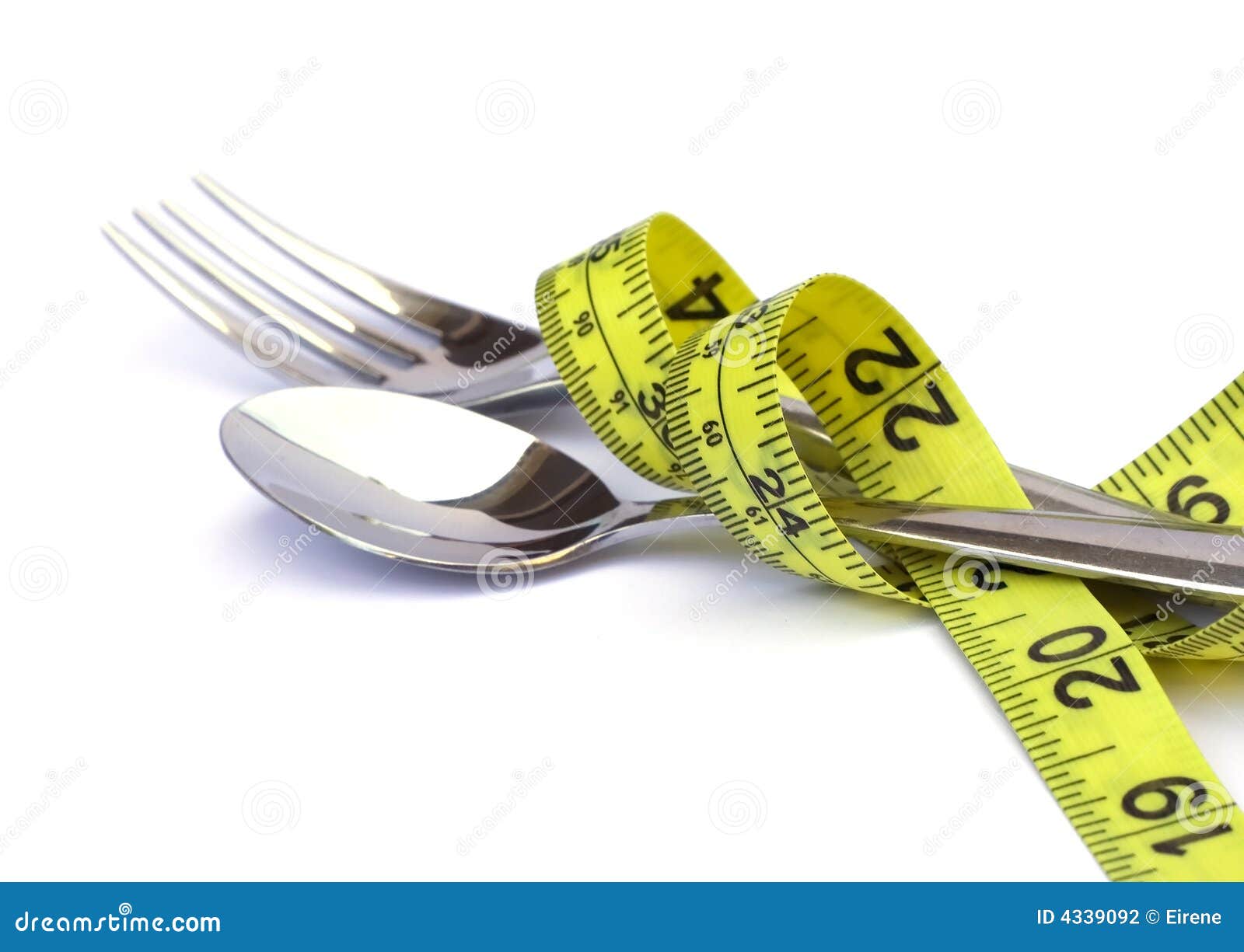 Fork and Spoon with a Measuring Tape Stock Photo - Image of energy ...