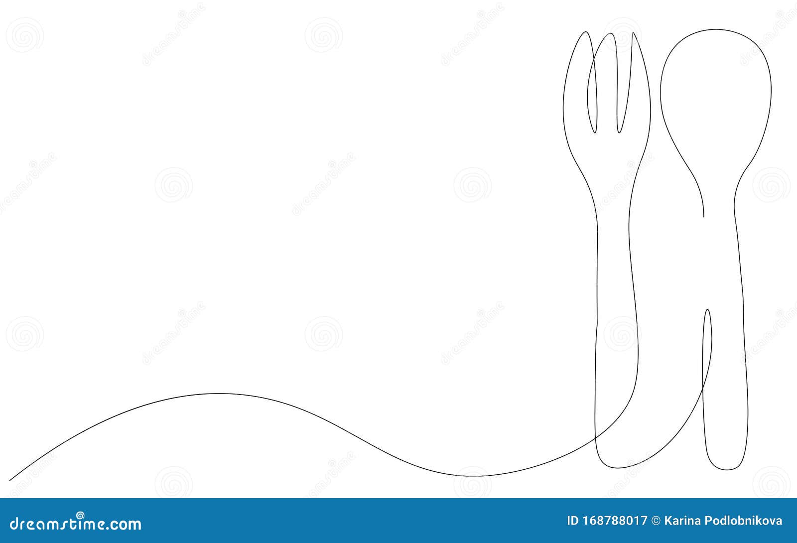 Fork and Spoon One Line Drawing Vector Illustration Stock Vector ...