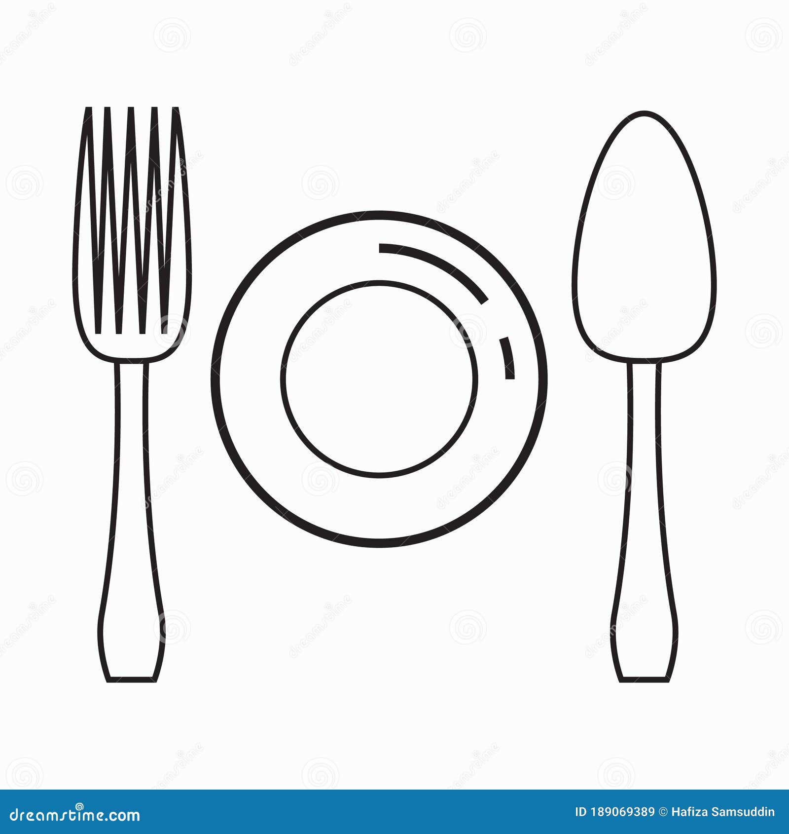 Fork Spoon and Plate. Vector Illustration Decorative Design Stock ...