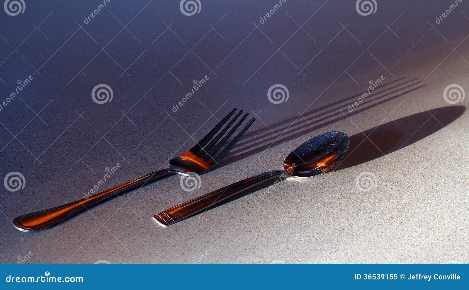Fork and Spoon with Shadows Stock Image - Image of golden, long: 36539155