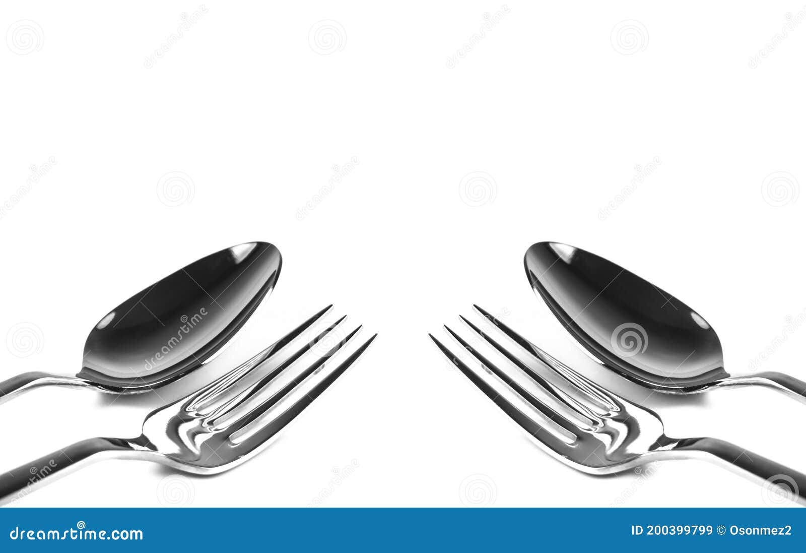 Fork and Spoon on White Ground Stock Image - Image of plate, knife ...