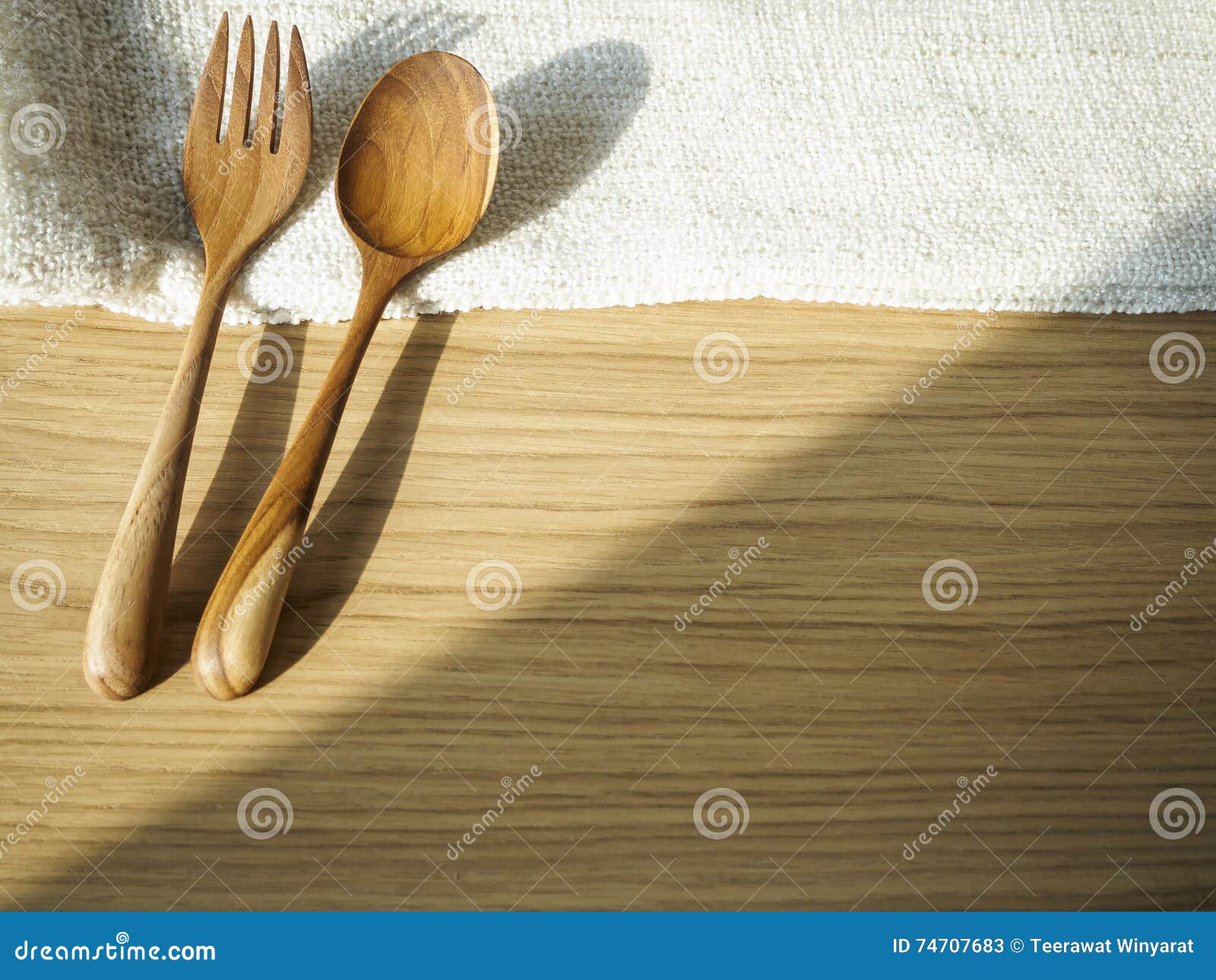 Fork and Spoon on Wooden Table Stock Image - Image of culinary, natural ...