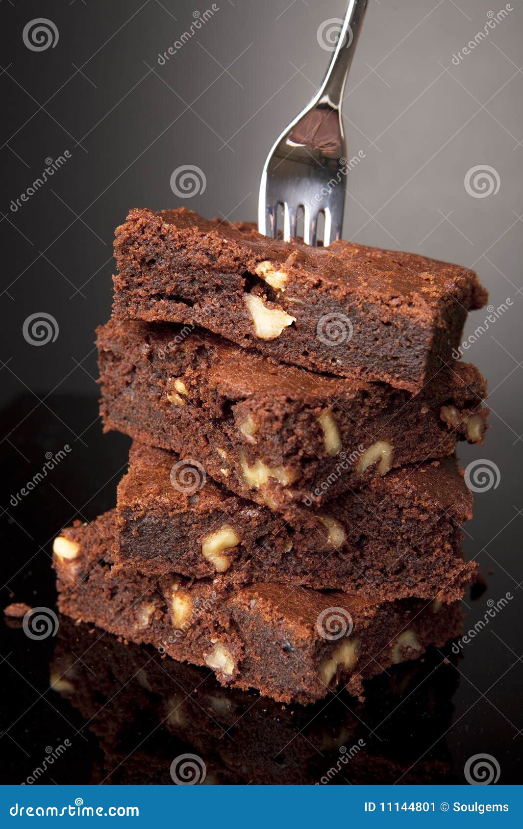 Fork on a Stack of Chocolate Brownies Stock Image - Image of sweet ...