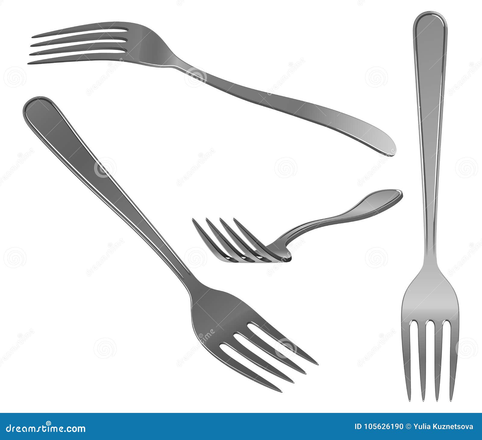 Fork in Stainless Steel, in Different Angles Stock Vector ...