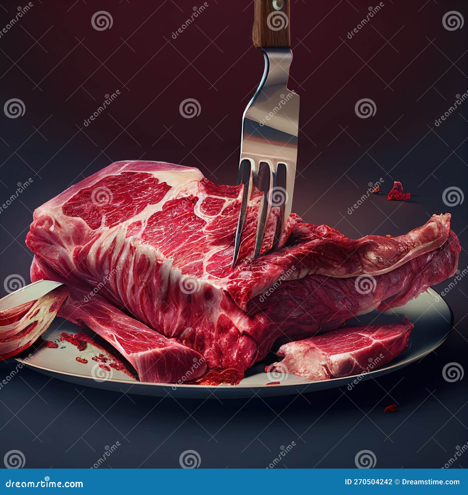 Fork Stuck In Cartoon Sausage Pop Art Vector | CartoonDealer.com #254248012