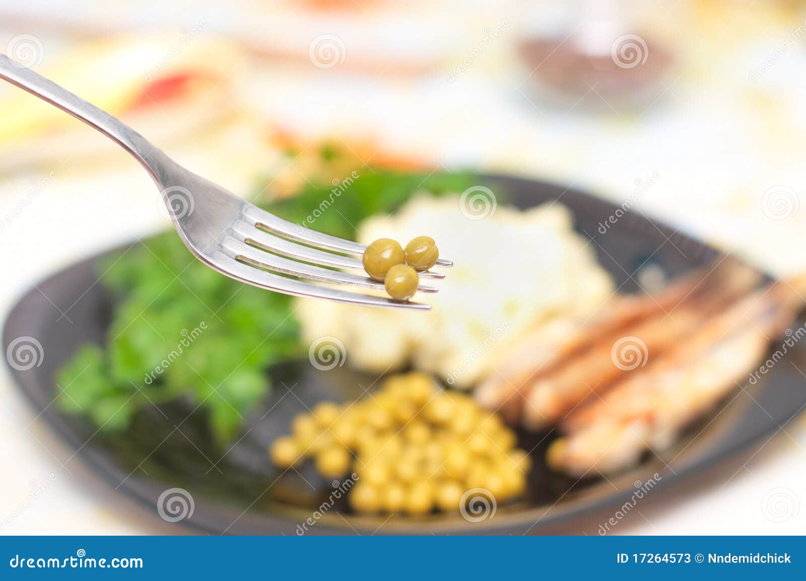 Fork with three peas stock image. Image of dinner, delicious - 17264573