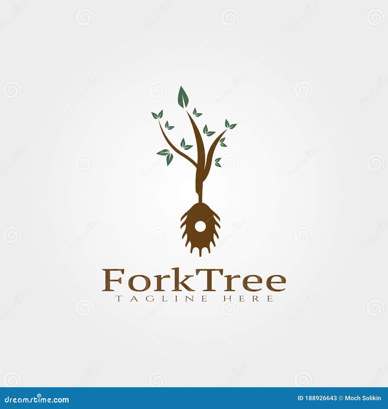 Fork and Tree Combination Vector Logo Design Stock Illustration ...