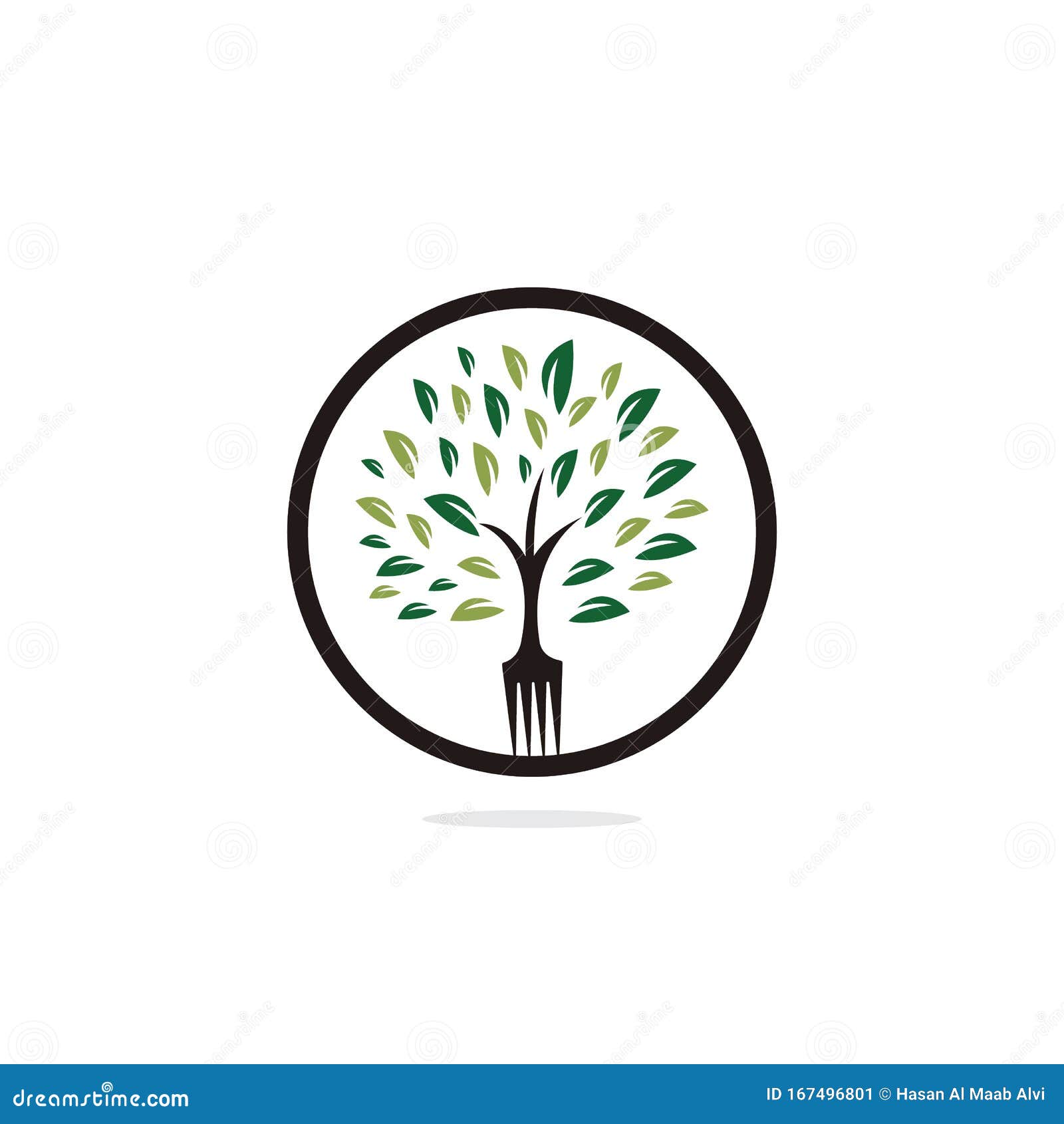 Fork Tree Logo Design for Restaurant or Cafe. Stock Vector ...