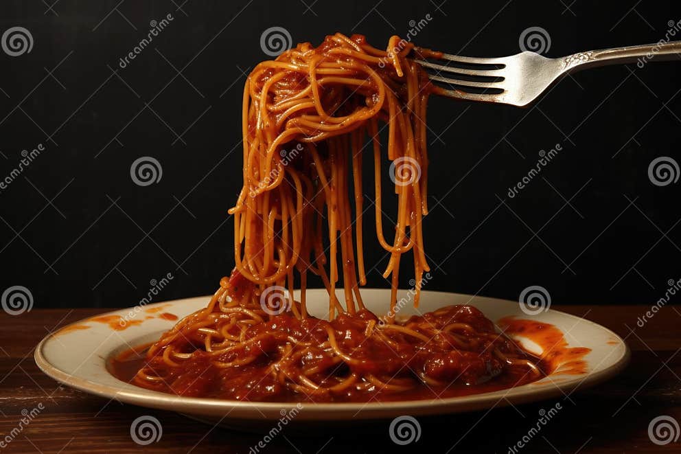 Fork Twirling Spaghetti with Sauce on a Plate Stock Image - Image of ...