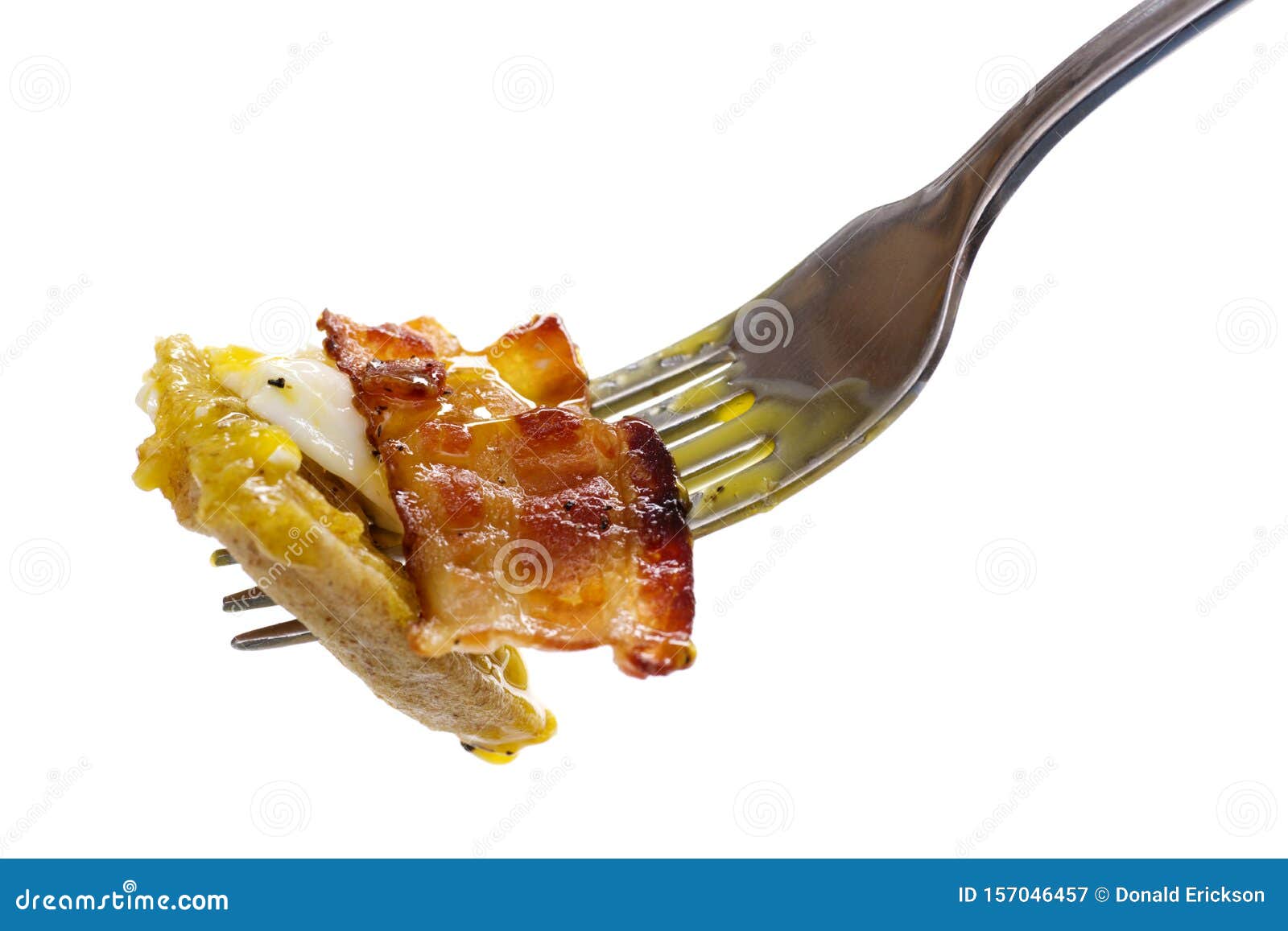 Fork with Waffle, Egg, and Bacon Stock Image - Image of fork, white ...