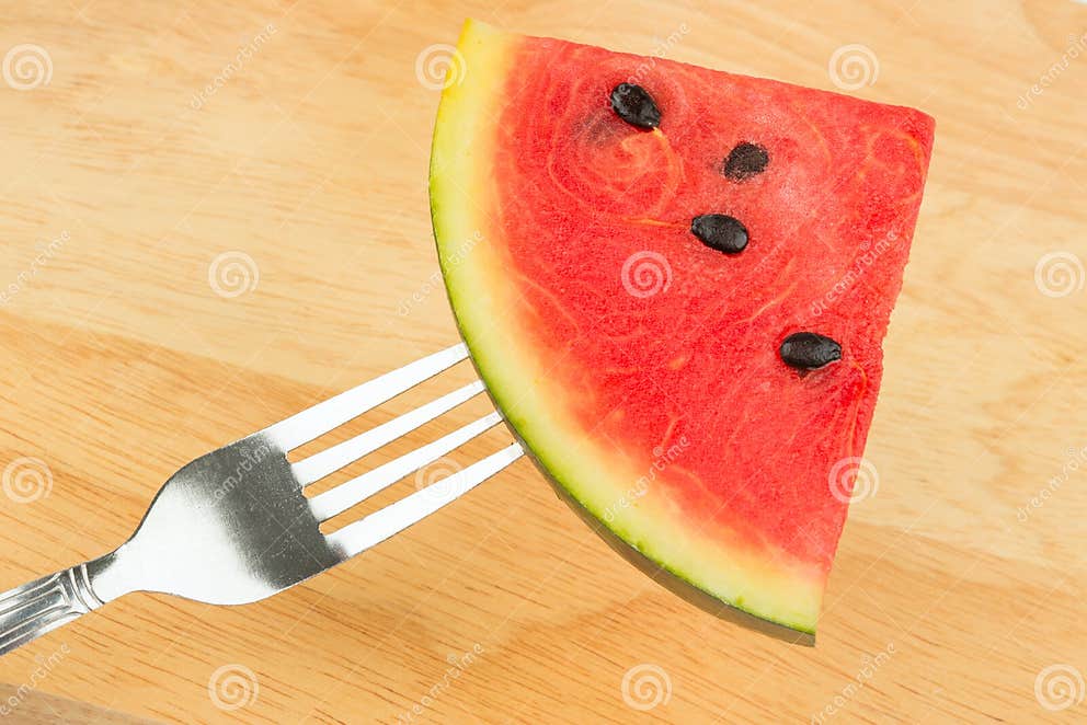 Fork with watermelon stock image. Image of fruit, healthy - 81790497
