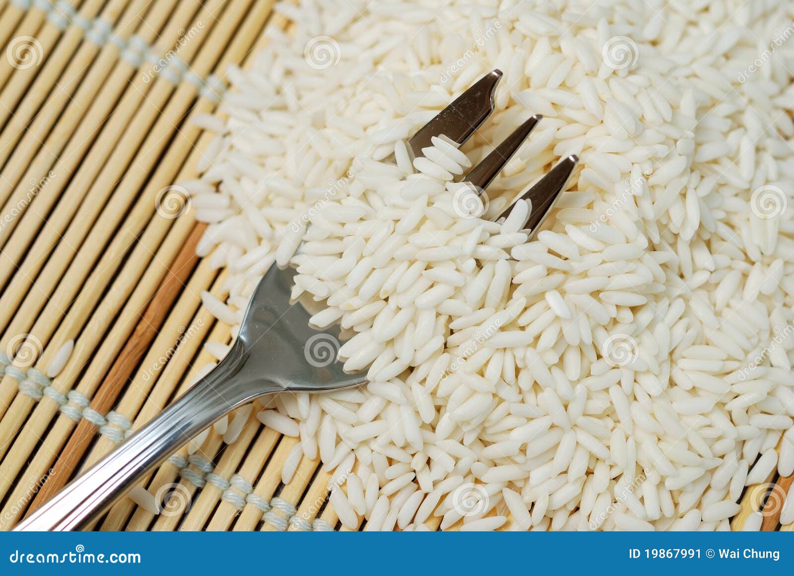 Fork in white rice stock image. Image of staple, glutinous - 19867991