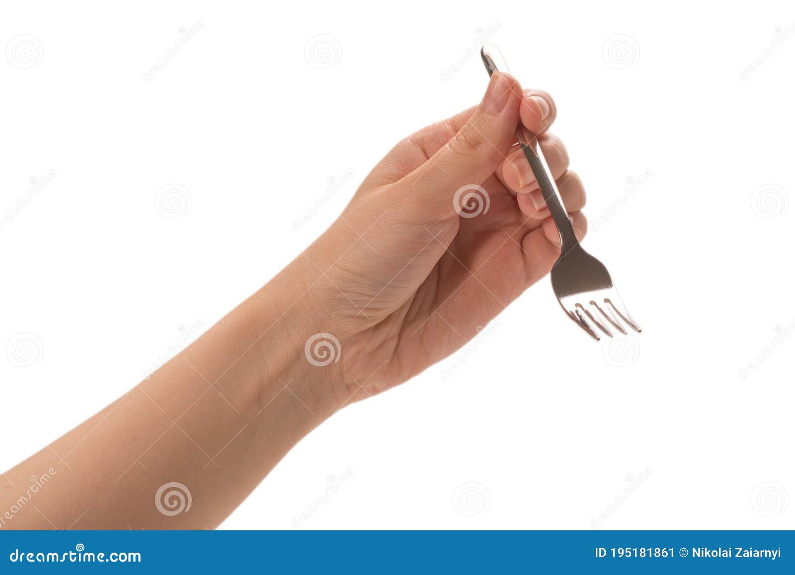 Fork in Woman Hand Isolated on White Stock Image - Image of person ...