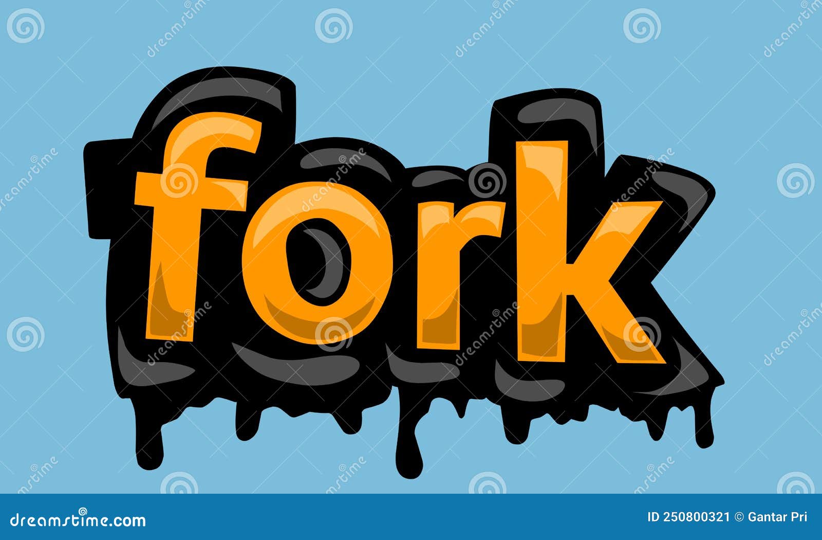 FORK Writing Vector Design on Blue Background Stock Illustration ...