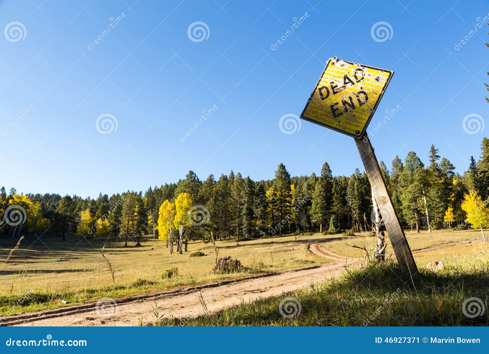 Forked Dirt Road Dead End Sign Stock Image - Image of path, sign: 46927371