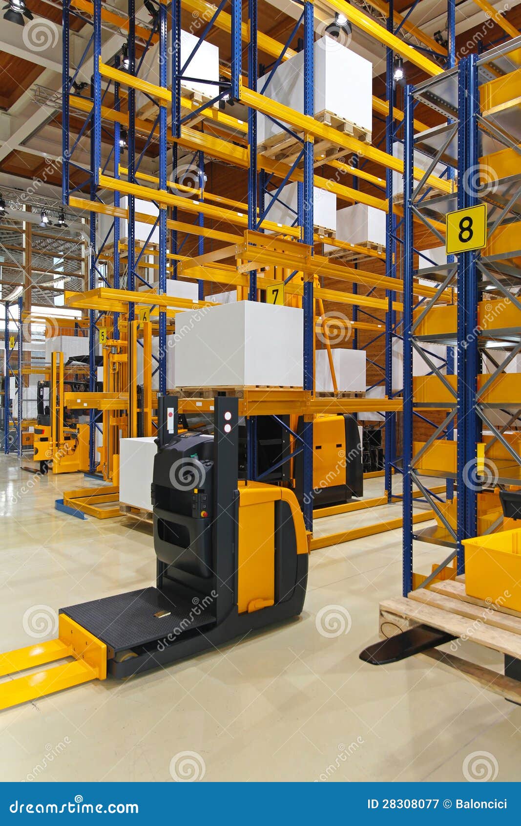 Forklift stock image. Image of shelves, shelving, storage - 28308077
