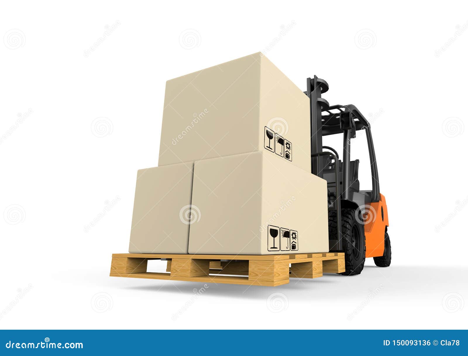 Forklift with Boxes Isolated on White Stock Illustration - Illustration ...