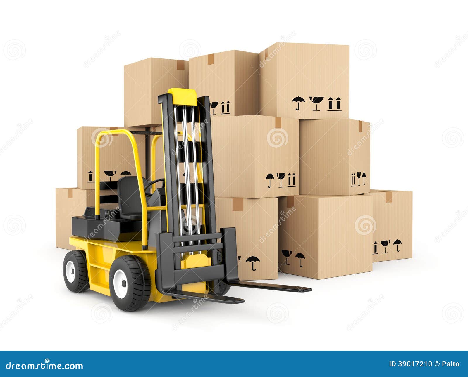 Forklift and Cardboard Boxes Stock Illustration - Illustration of ...